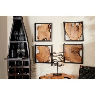 Brown Teak Wood Handmade Live Edge Tree Trunk Abstract Wall Decor with ...