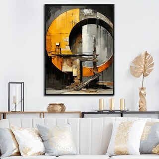 Designart "Urban Legend In Retro Yellow And Gray" Modern Geometric ...