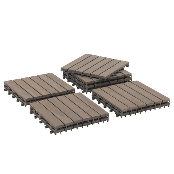 10 Pcs Patio 12"x 12" Acacia Wood 6-slat Deck Tiles - On Sale - Bed ...