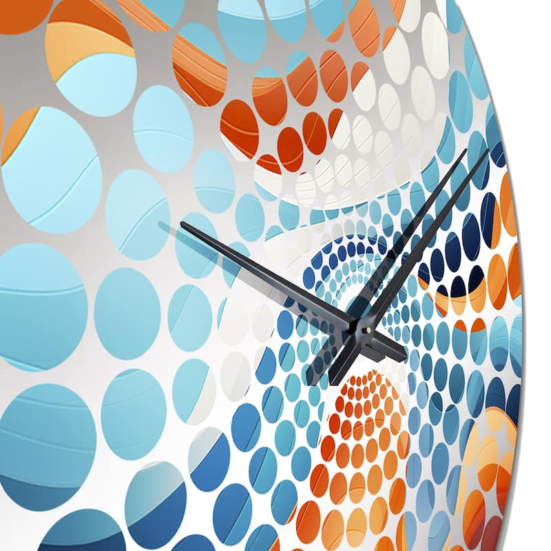 Designart "Blue And Orange Swirling Harmony Waves" Blue Abstract Clocks ...