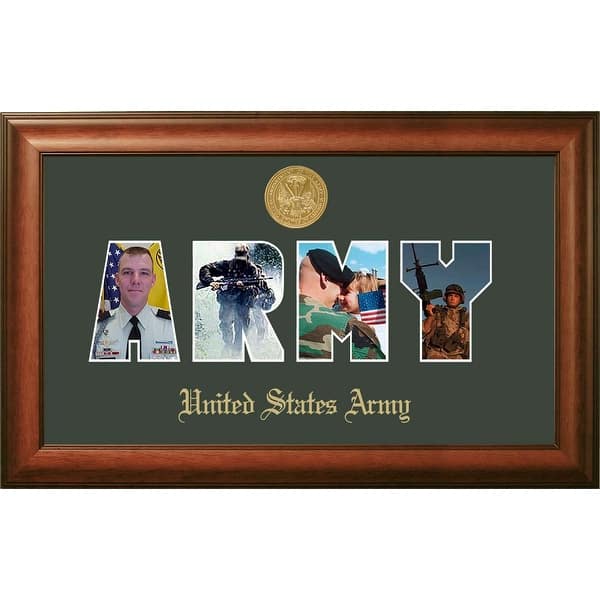Patriot Frames Army Collage Photo Walnut Frame Gold Medallion - Bed ...