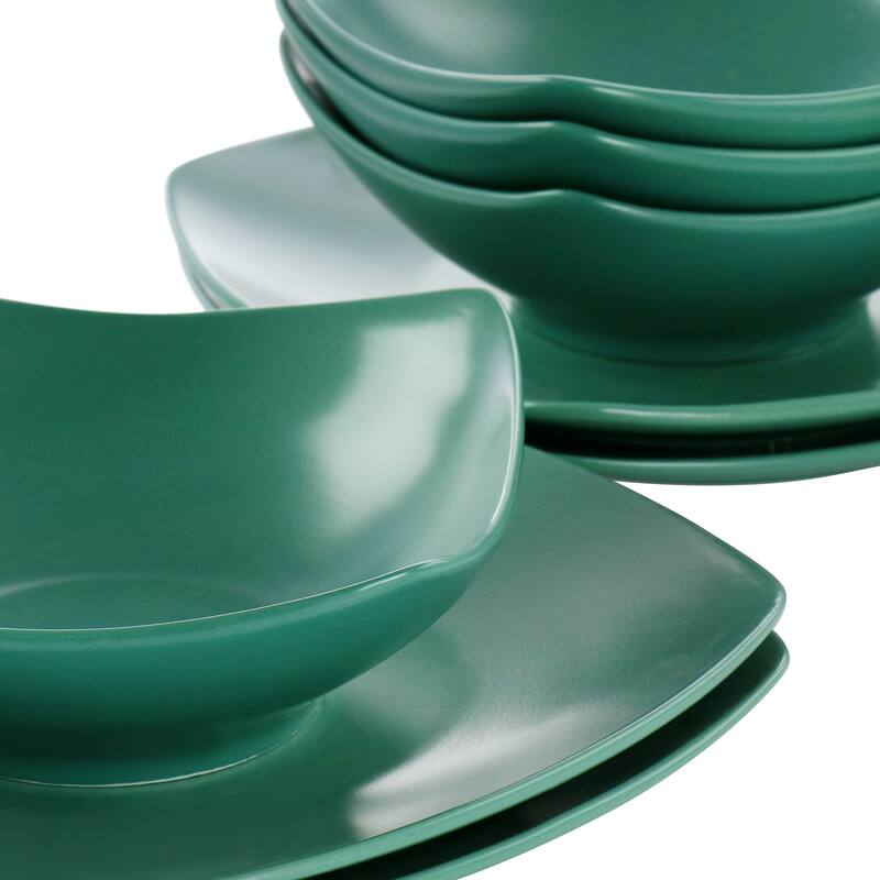 8 Piece Square Stoneware Dinnerware Set - Bed Bath & Beyond - 38243215