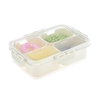 Rectangle Fridge Food Storage Containers 4 Compartment White ...