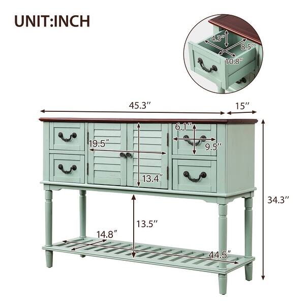 Antique Blue Console Table with Shutter doors and 4 Drawers - Bed Bath ...