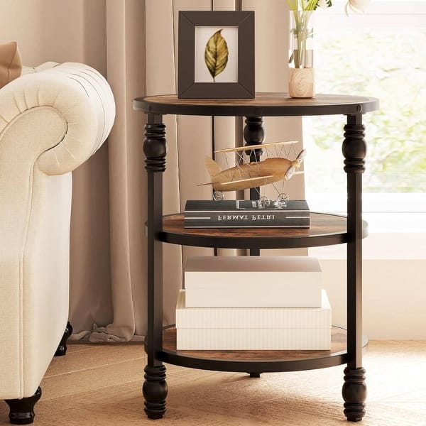 Rustic 3-Tier End Table with Storage Shelf - Bed Bath & Beyond - 40111006