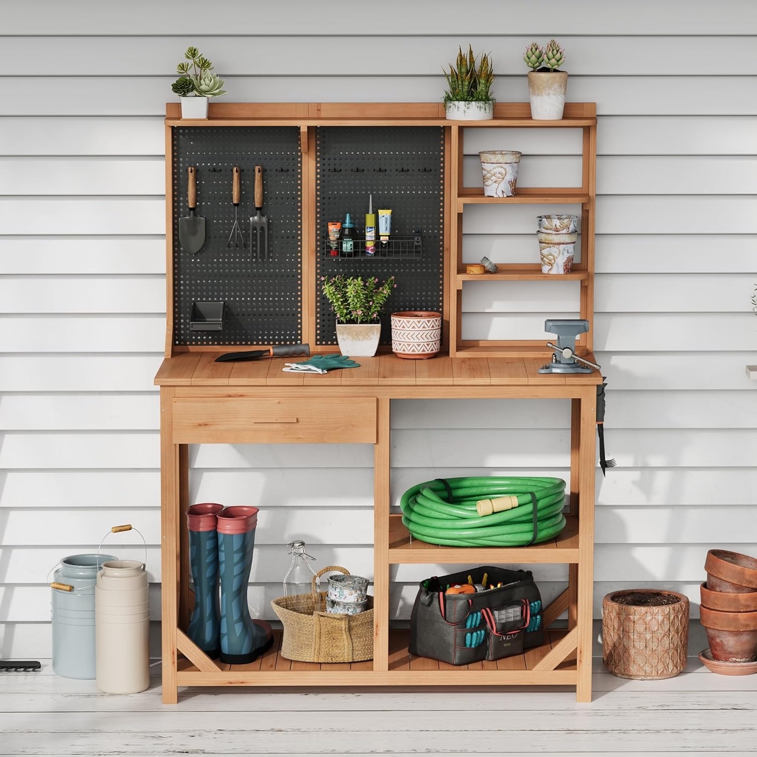 Potting table with drawers store