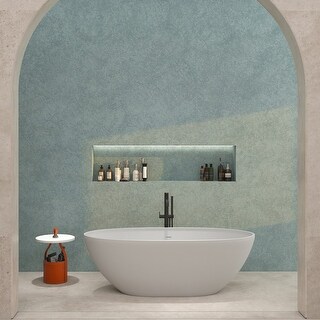 Alvana 65'' Green Solid Surface Freestanding Soaking Bathtub - Bed Bath ...