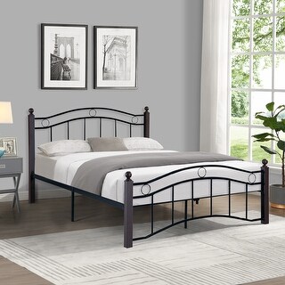 Full Size Metal Platform Bed with Headboard, Footboard and Storage ...