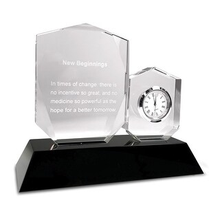 Curata New Beginnings Crystal Inspirational Desk Clock with Mahogany ...