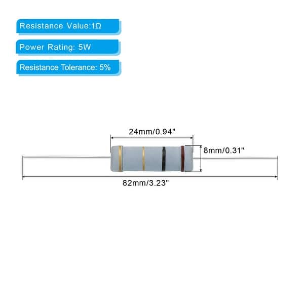 10Pcs 5W 1 Ohm Tolerance Carbon Film Resistor, Axial Resistors Kit - As ...