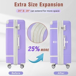 Purple 28" Luggage Expandable w/ Spinner Wheels Hard Suitcases ...