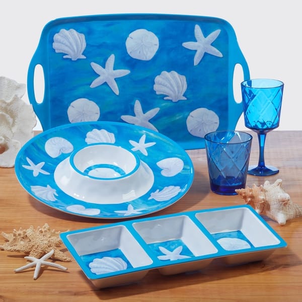 Certified International Ocean Beach Melamine 2 Piece Platter Set - 18 ...