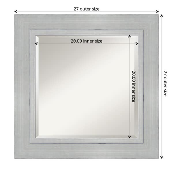 Beveled Wood Wall Mirror - Romano Silver Frame - Outer Size: 27 x 27 in ...