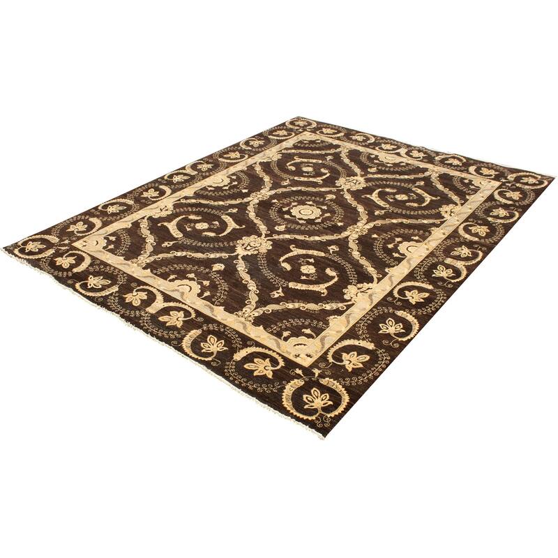 Hand-knotted Pak Finest Transitional Brown Wool Rug - 9'2" x 11'9"/9'2 ...