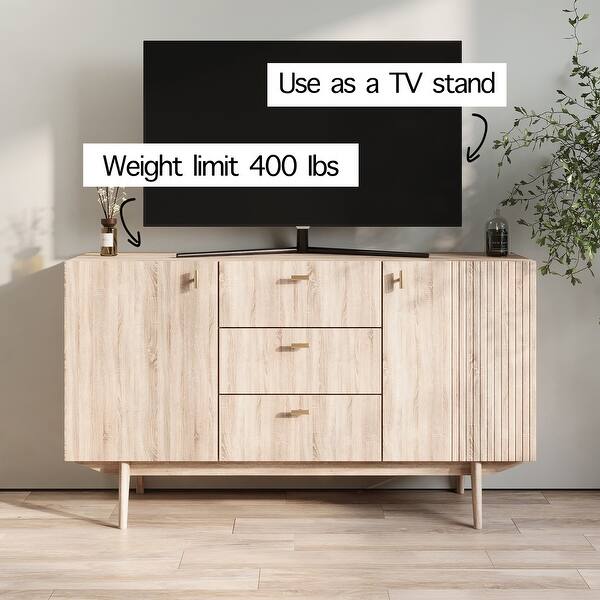 Living Skog Chelsea Buffet Sideboard TV Stand With Slatted Design and 3 ...