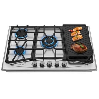 Propane Gas Cooktop w/Griddle,5 Burner Built-in StainlessGas Stove Top ...