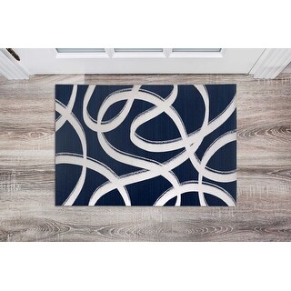 RIBBONS NAVY Doormat By Kavka Designs - Bed Bath & Beyond - 36887885