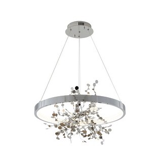 1-Light D24" Chrome Frame Chandelier with a Gold Stainless Steel ...
