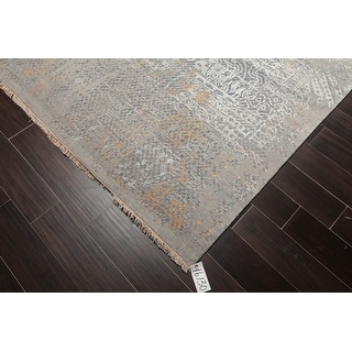 Hand Knotted Gray, Caramel Sherpa Wool and Silk Oriental Area Rug - 9 ...