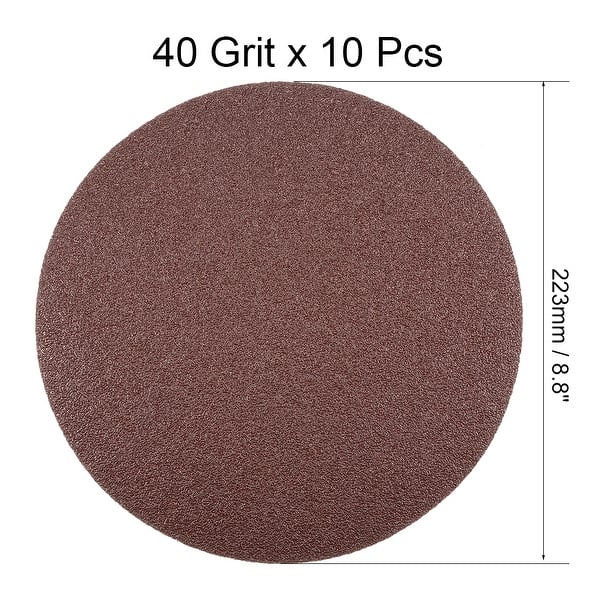 10Pcs 8.8 Inch Hook and Loop Sanding Disc 40 Grits Flocking Sandpaper ...