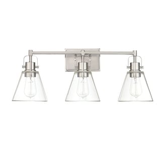 25.4 in. 3-Light Vanity Light with Brushed Nickel Finish and Clear ...