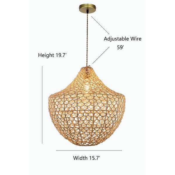 Woven Basket Pendant Light Natural Rattan Hanging Bamboo Light - 16 ...
