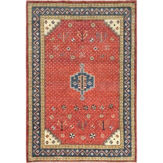 Shahbanu Rugs Imperial Red, Special Kazak with Medallion Design Natural ...