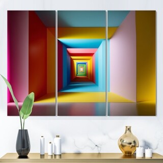 Designart "Pastel Color Rectangular Infinity" Modern Midcentury Canvas ...