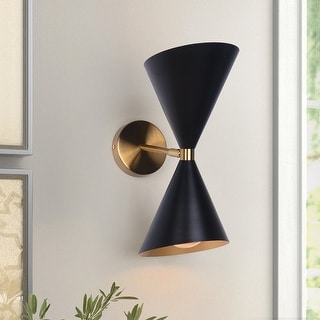 2-Light Black Gold UP Down Cone Wall Sconce - Bed Bath & Beyond - 37167365