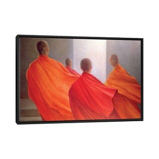 iCanvas "Four Monks On Temple Steps" by Lincoln Seligman Framed Canvas ...