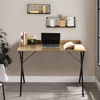 Mordern Rectangular Metal Computer Desk with Edge Partition - Bed Bath ...