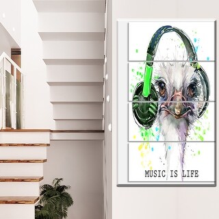 Designart "of strauss with headphones" Animals Print on Wrapped Canvas ...