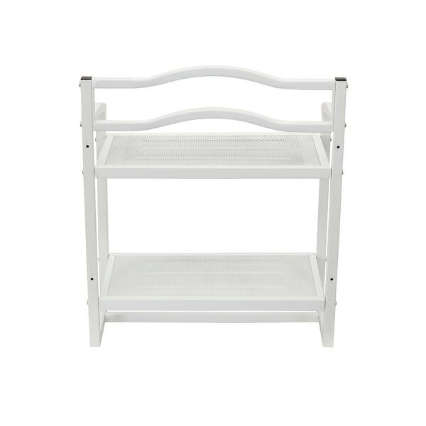 Household Essentials 2-Shelf Hanging Metal Mesh Wall Rack, White - Bed ...