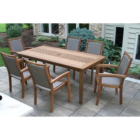 Eilaf 7 pc. Lazy Susan Set with Wicker Stacking Chairs - On Sale ...