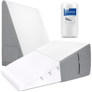 Bed Wedge Pillow with Memory Foam Top 12" Triangle Wedge Pillow - Bed ...