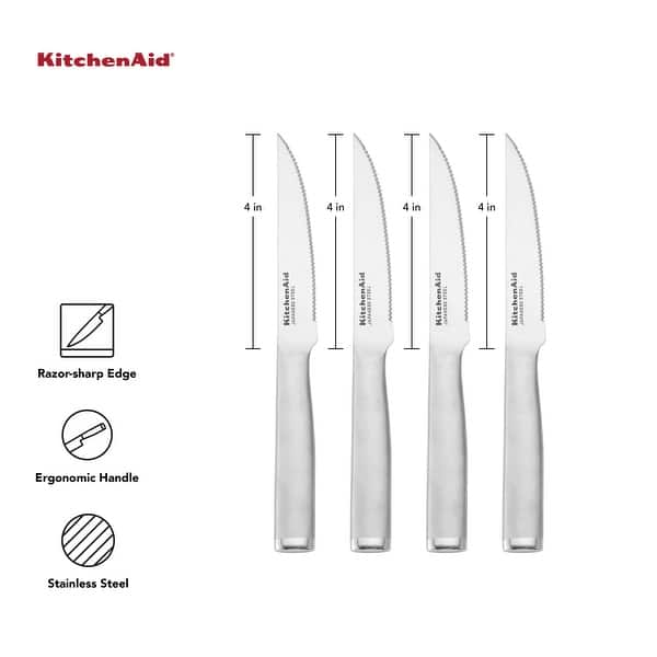 KitchenAid Gourmet 4-Piece Steak Knife Set, 4.5-Inch, Stainless Steel ...