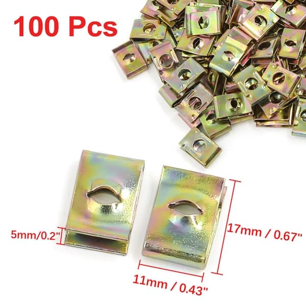 100 Pcs Metal Door Panel Screw U-Type Fastener Clips 6mm Hole Dia ...