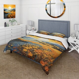 Designart "Vangogh Harvest Time In The Wheat Fields II" Yellow ...