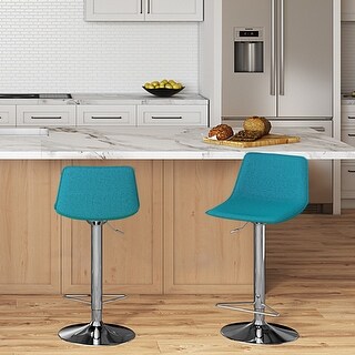 WYNDENHALL Grover Contemporary Adjustable Swivel Bar Stool in Aqua Blue ...
