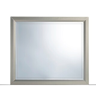 Silver Mirror with Sleek Wooden Trim and Tempered Glass - Bed Bath ...