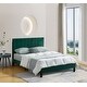 Green Platform Bed Frame with Upholstered Headboard Queen Slat Support ...