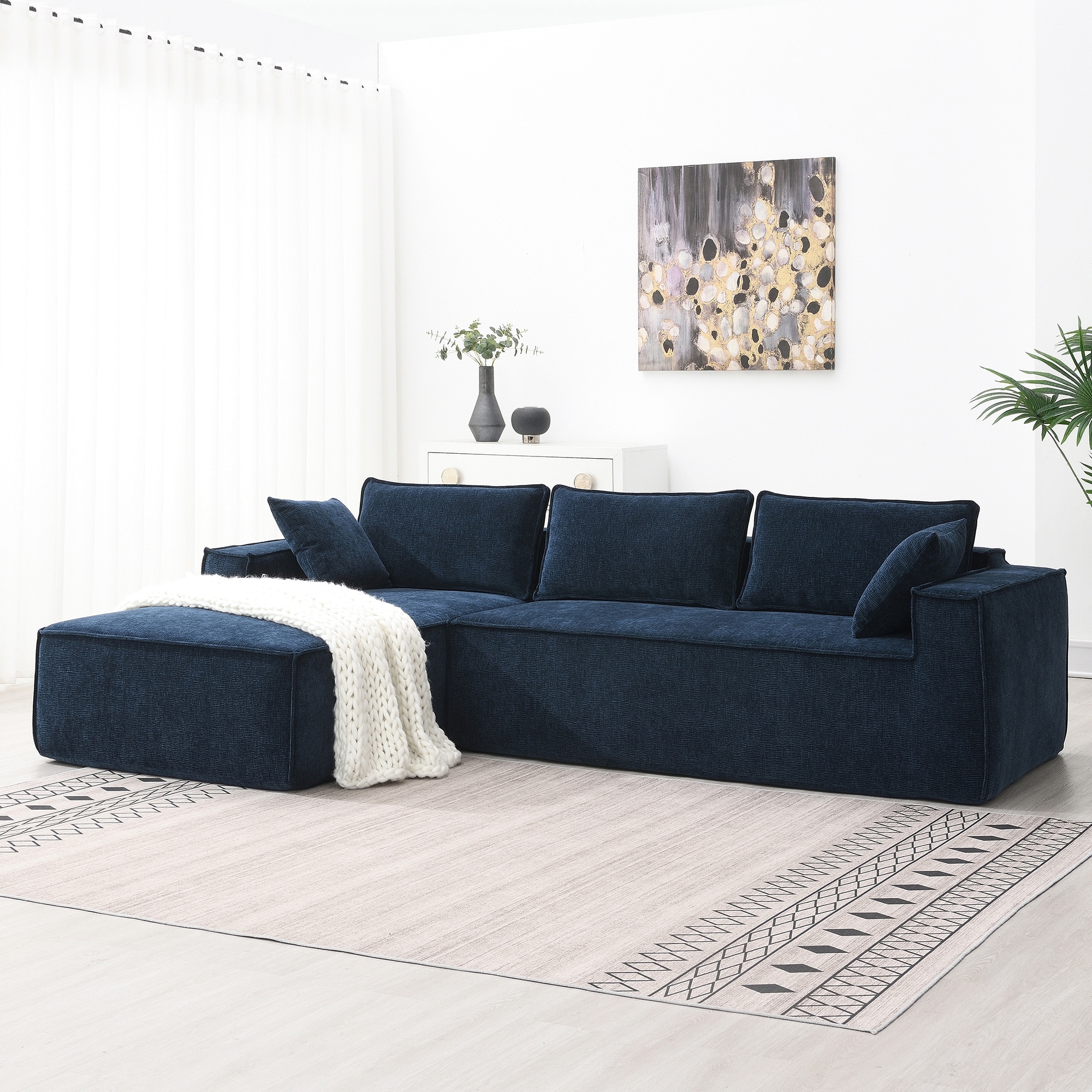 111.5 72 Inch Minimalist Style Sofa Wrinkle Resistant Chenille L Shaped Compression Sofa Set 2 PIC Free Combination On Sale Bed Bath Beyond 42102061