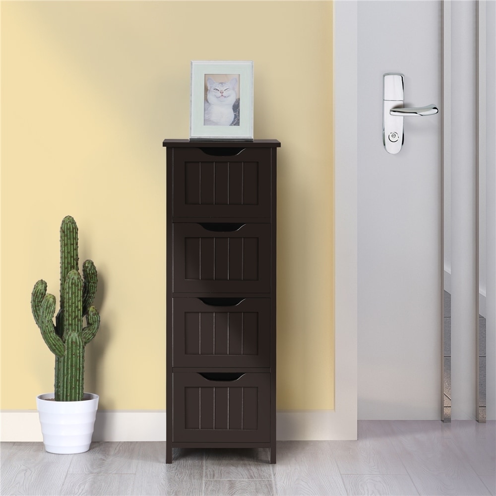 Yaheetech Bathroom Floor Cabinet Slim Bath Cabinet with 4 Drawers On Sale Bed Bath Beyond 35365387