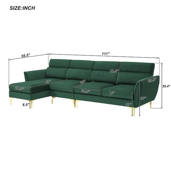 Ergonomic Convertible Flannel Sectional Sofa with Free Combination ...