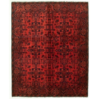 ECARPETGALLERY Hand-knotted Finest Khal Mohammadi Red Wool Rug - 4'10 x ...
