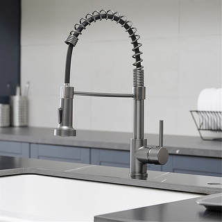 Single Hole Gun Grey Kitchen Sink Faucets with Pull Down Sprayer ...