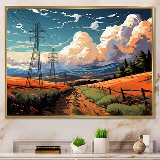 Designart "Power Lines Gridscape Serenade III" Power Lines Framed Wall ...