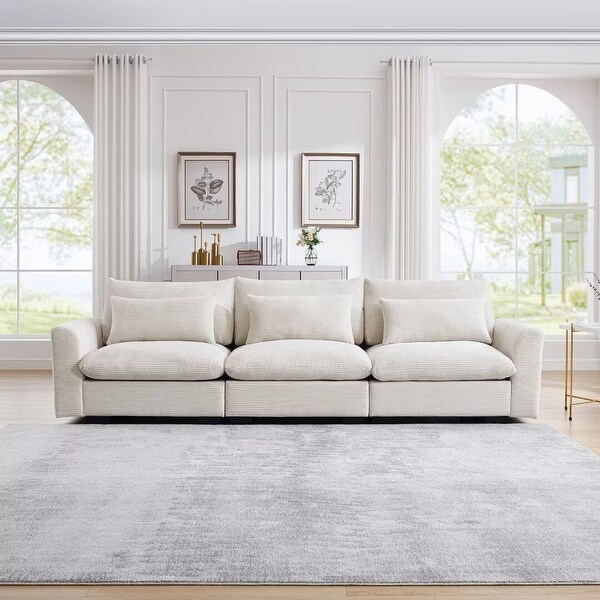 122 inch Deep Seat Corduroy Couches with 3 Waist Pillows 122 34.6 33.8 Bed Bath Beyond 41044910