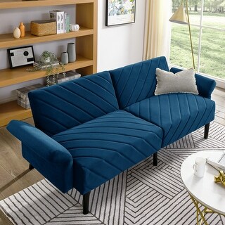 Modern Velvet Convertible Folding Futon Sofa Bed Tufted Couch with ...