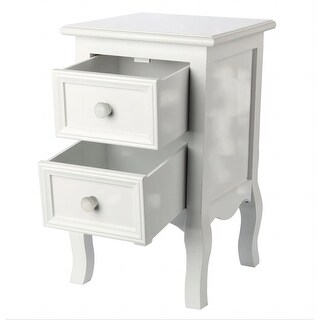 Nightstand 2 Drawers Organizer Storage Cabinet Accent Table Wooden ...